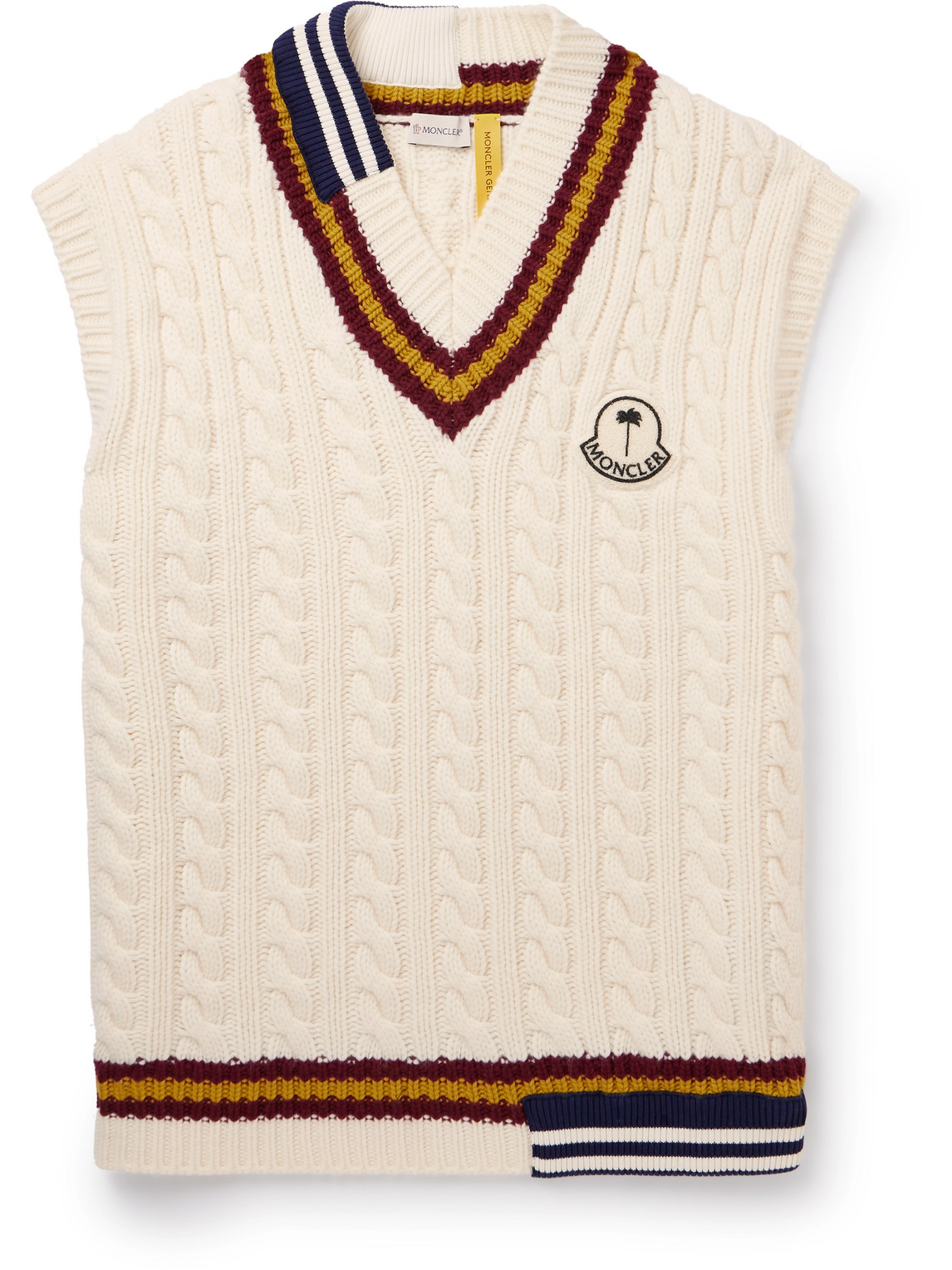 Moncler Palm Angels Cable-Knit Wool Sweater Vest - Neutrals