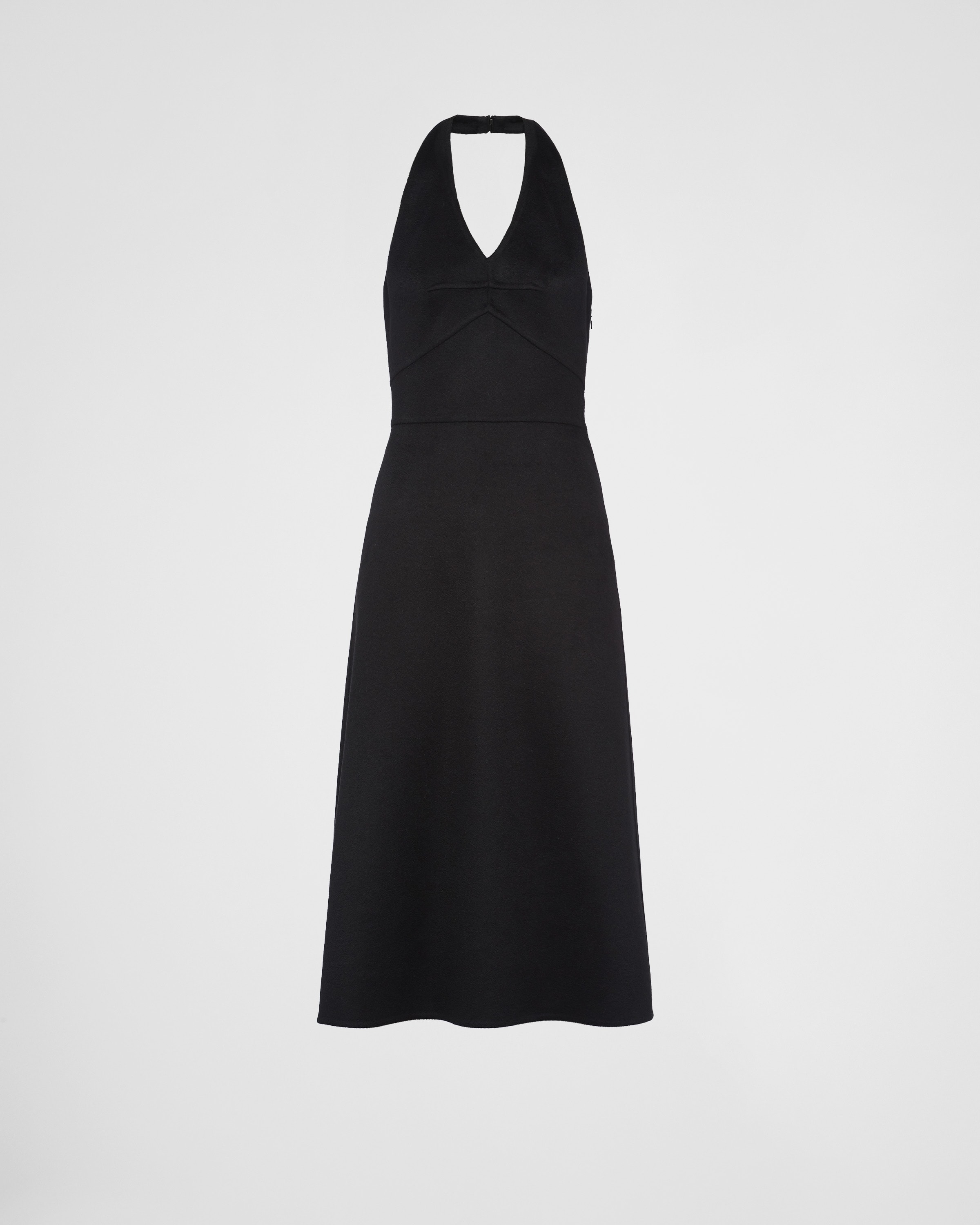 Prada Double Cashmere Halter Midi-Dress - Black | Editorialist