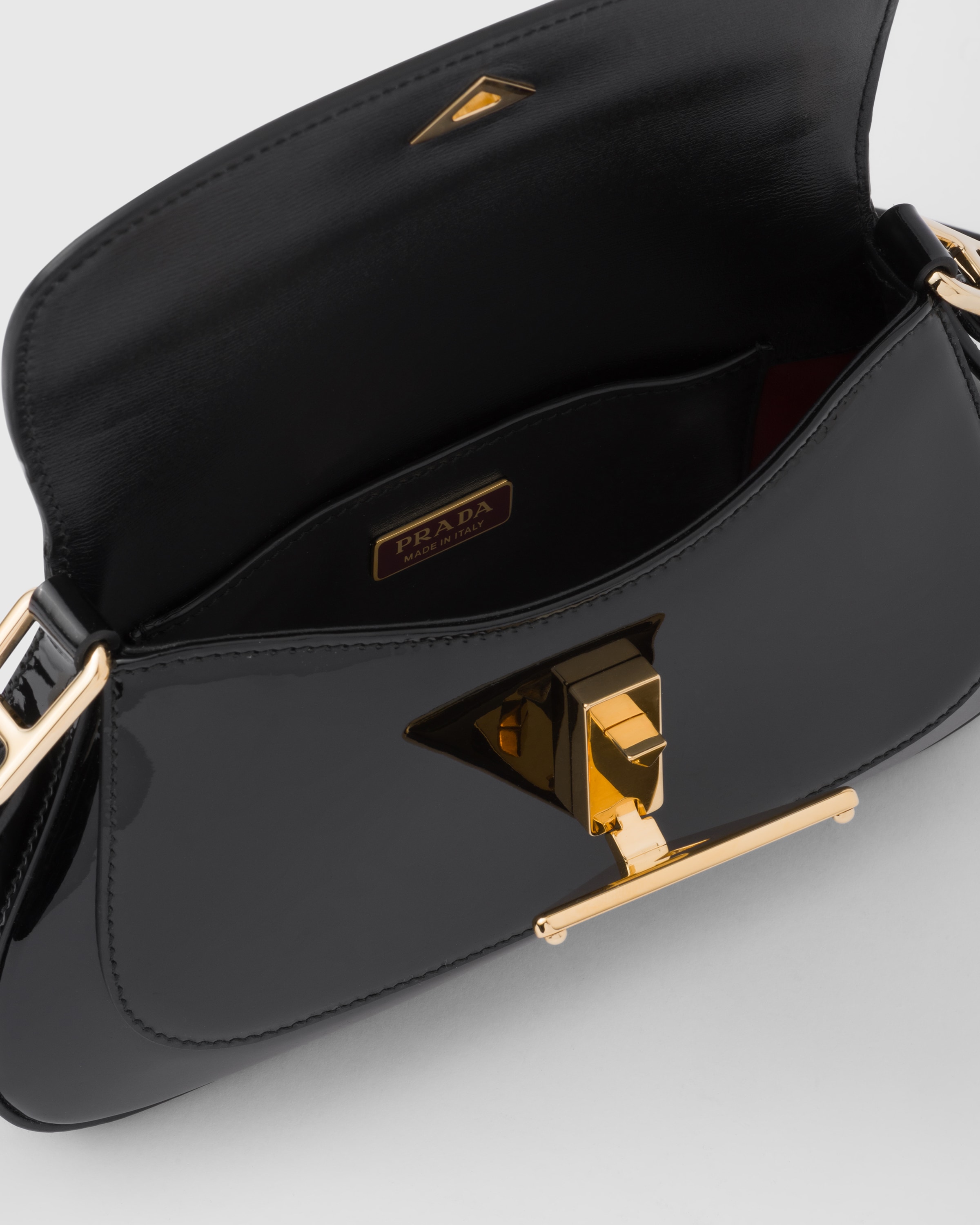 Prada Patent Leather Shoulder Bag - Black | Editorialist