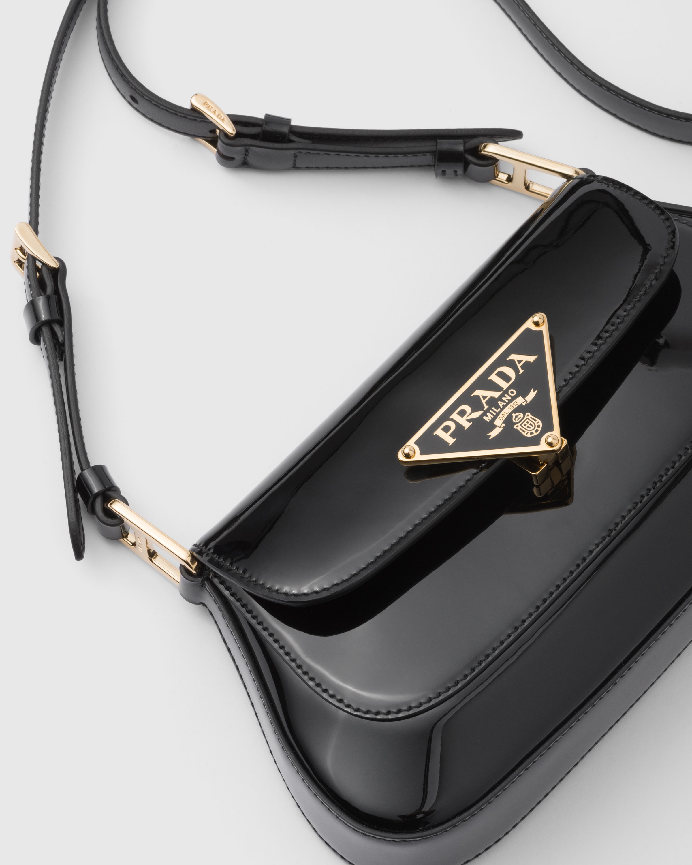 Prada Patent Leather Shoulder Bag - Black | Editorialist