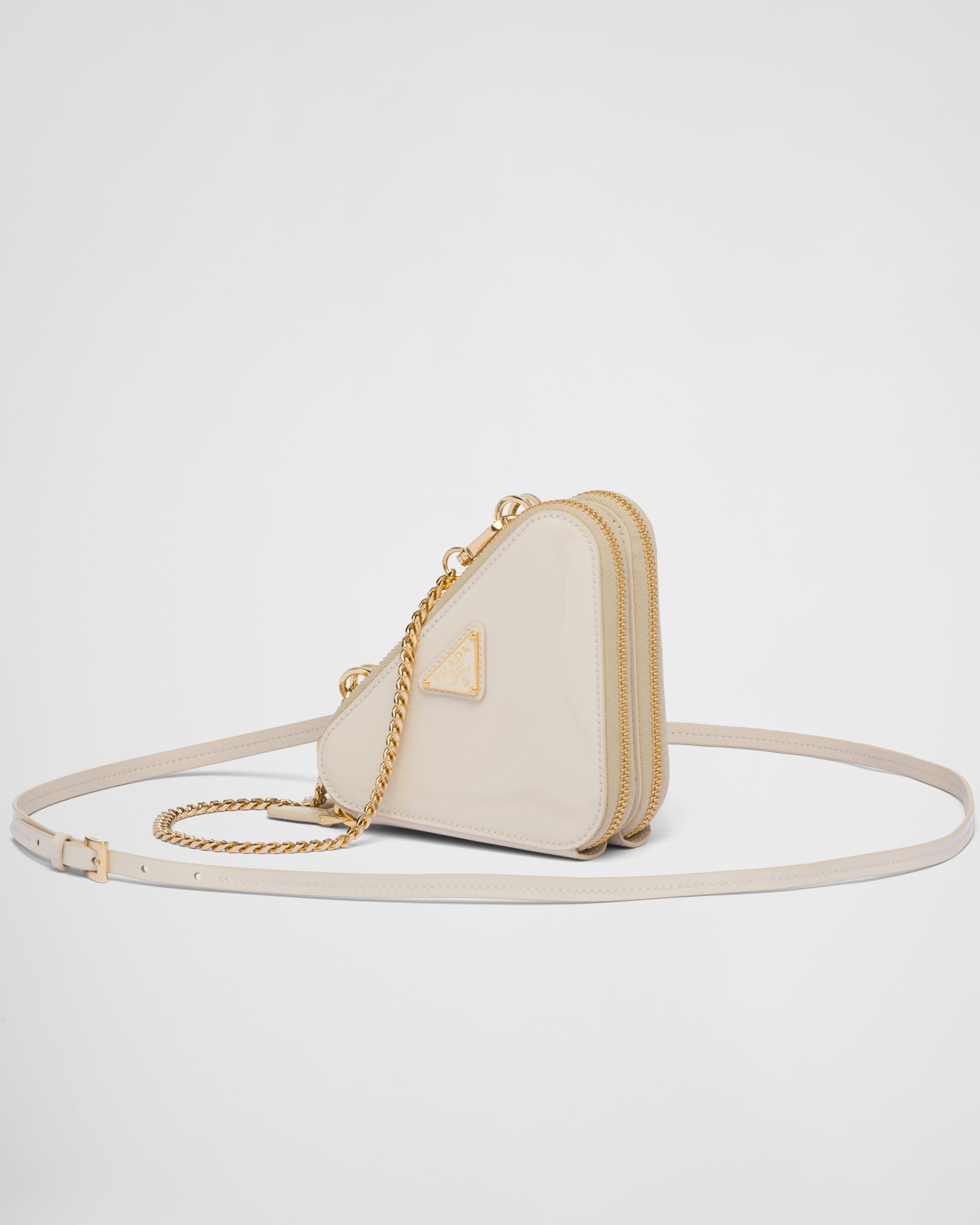 Prada Patent Leather Mini Pouch - Ivory | Editorialist