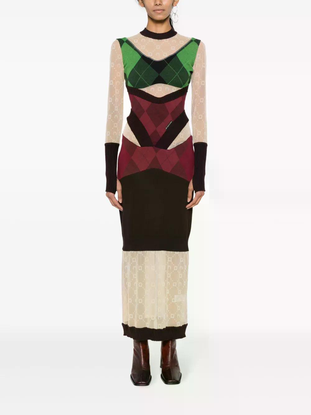 MARINE SERRE Marine Serre Regenerated Lozenge-Knit Midi Dress