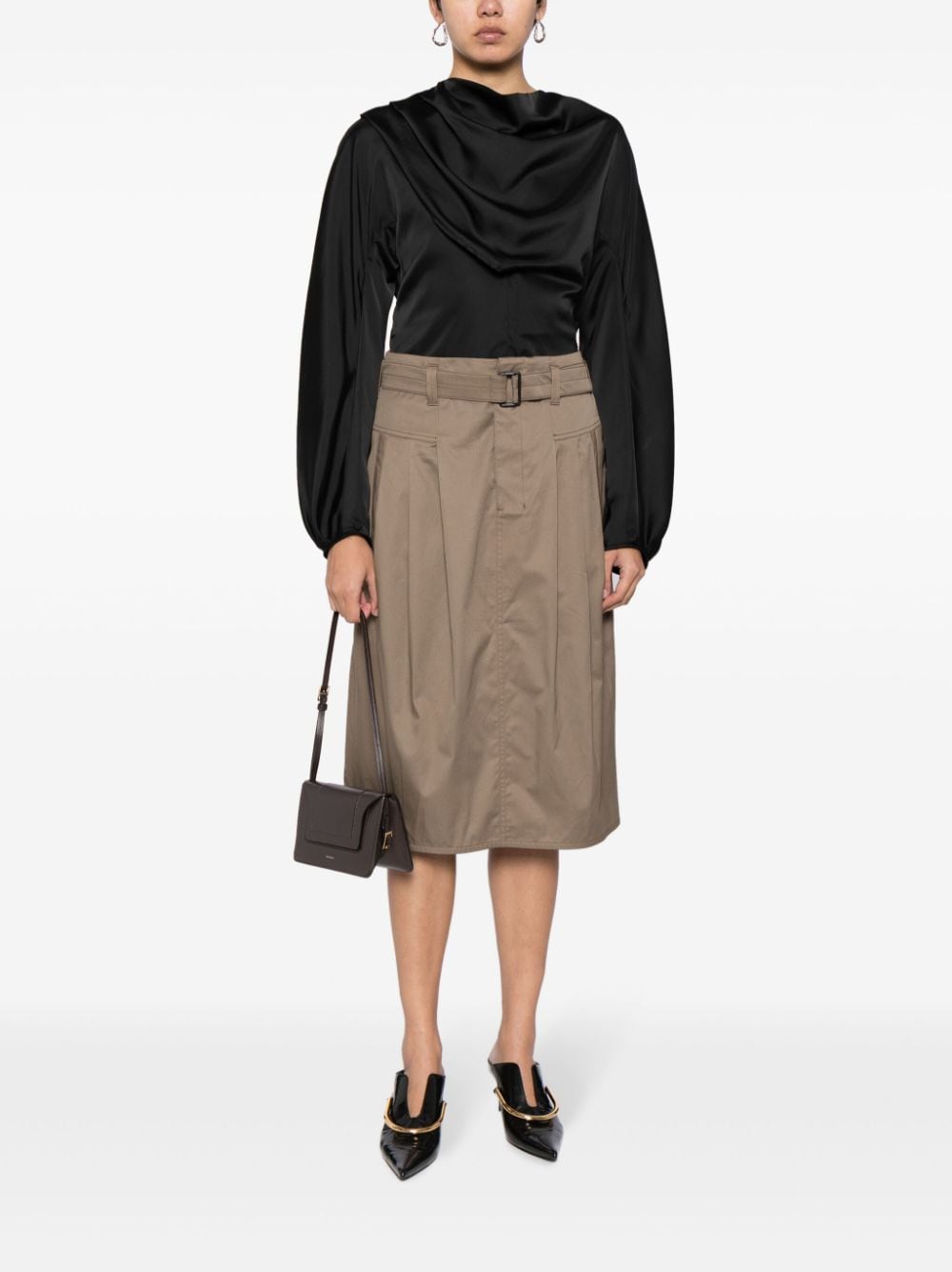 LEMAIRE LEMAIRE Belted-Waist Pleated Midi Skirt