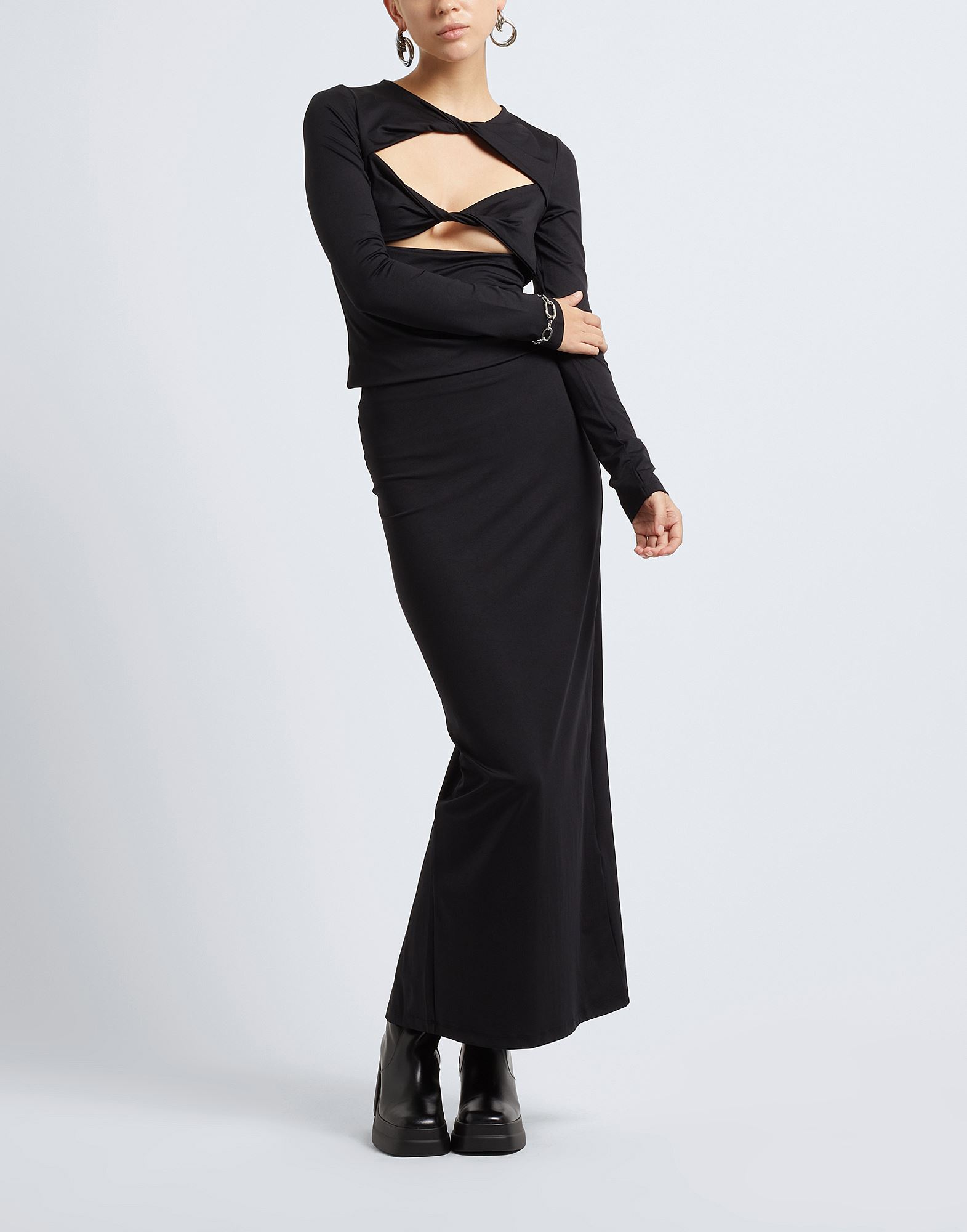 8 BY YOOX Long Sleeve Cut-Out Knot Top T-Shirt