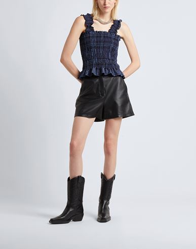 8 BY YOOX Cotton Check Ruffled Smock Top