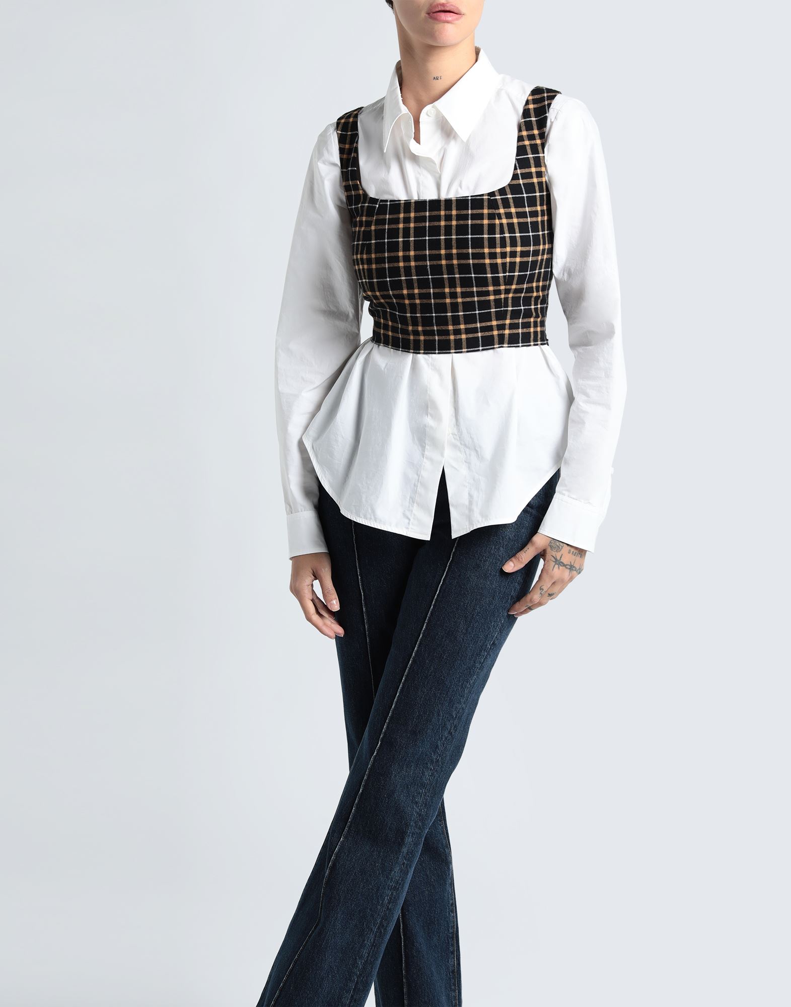 8 BY YOOX Flannel Checked Crop Top