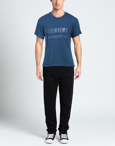 BIKKEMBERGS man t-shirt blue size xxl cotton, elastane