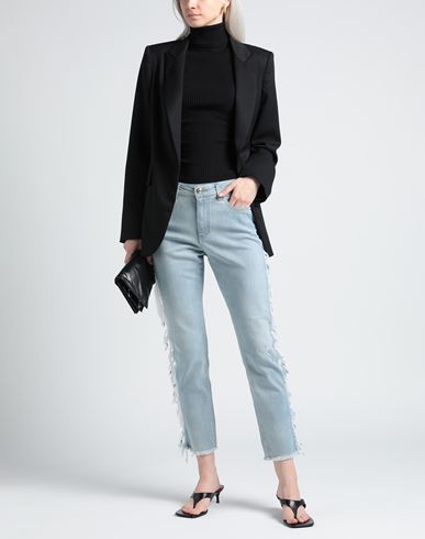 TWINSET MY TWIN TWINSET Blue Cotton Blend Jeans with Fringes