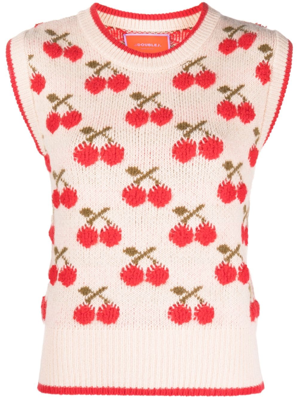 LA DOUBLEJ La DoubleJ Cherry Intarsia-Knit Vest