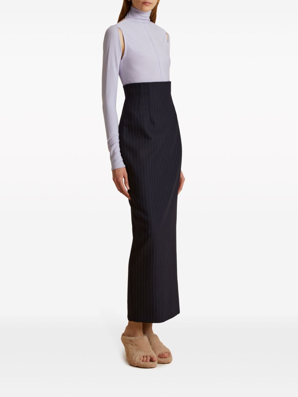 KHAITE The Loxley Pinstriped Pencil Skirt