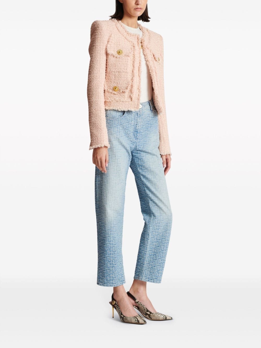 BALMAIN Balmain Collarless Tweed Jacket