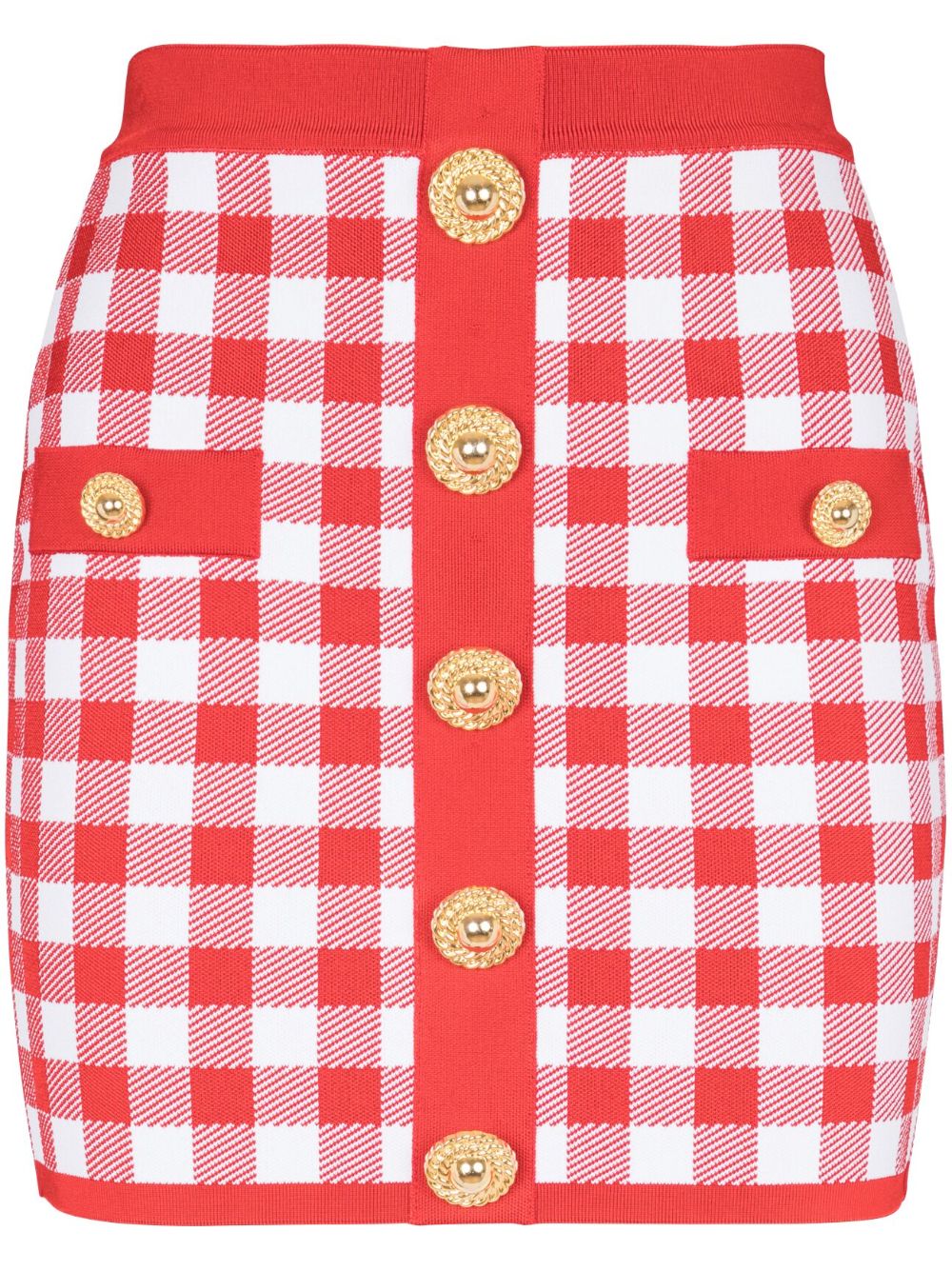 BALMAIN Balmain Gingham Fine-Knit Miniskirt