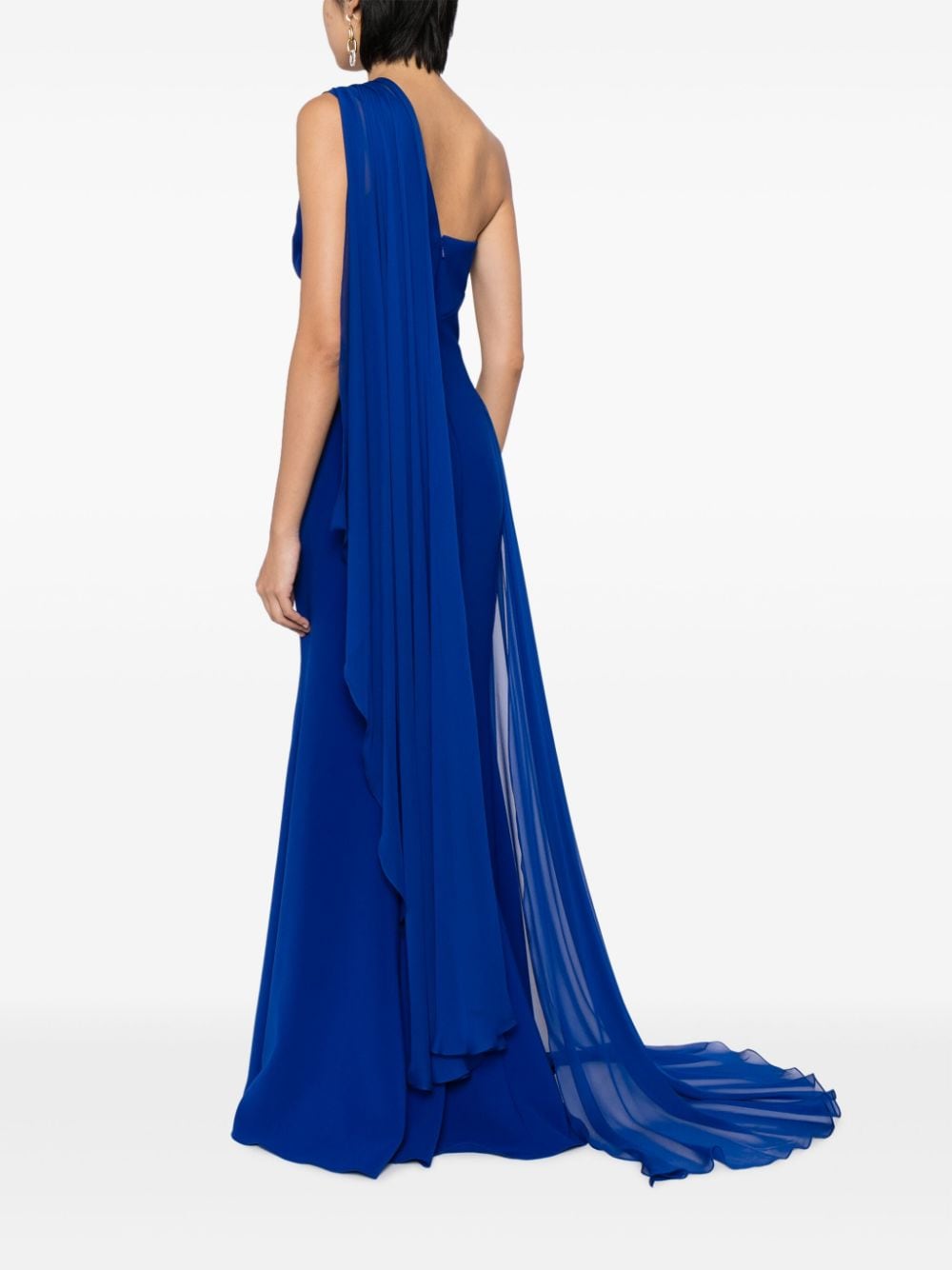 Amsale One-Shoulder Chiffon Gown - Blue | Editorialist