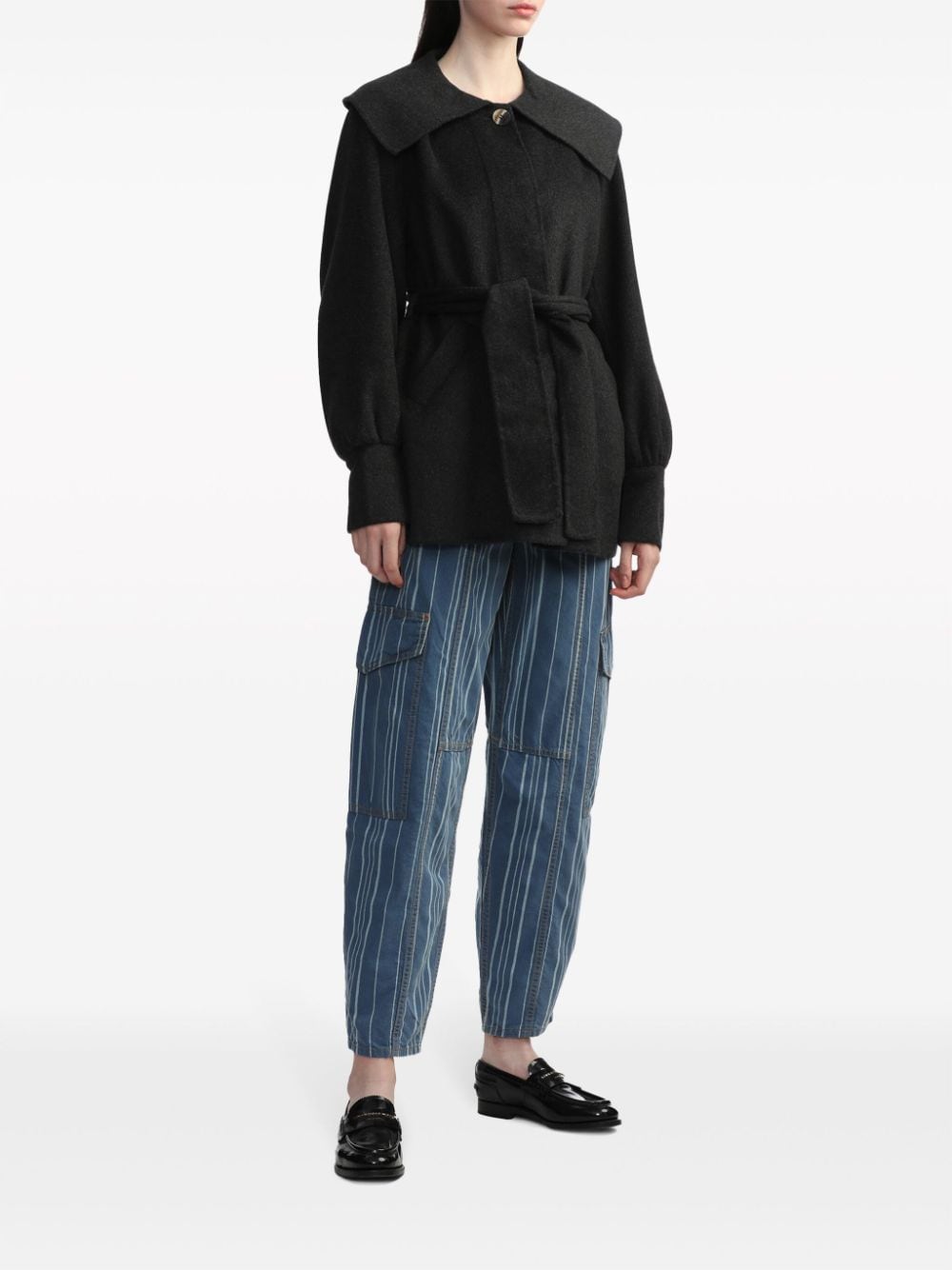 GANNI GANNI Belted-Waist Wool-Blend Jacket
