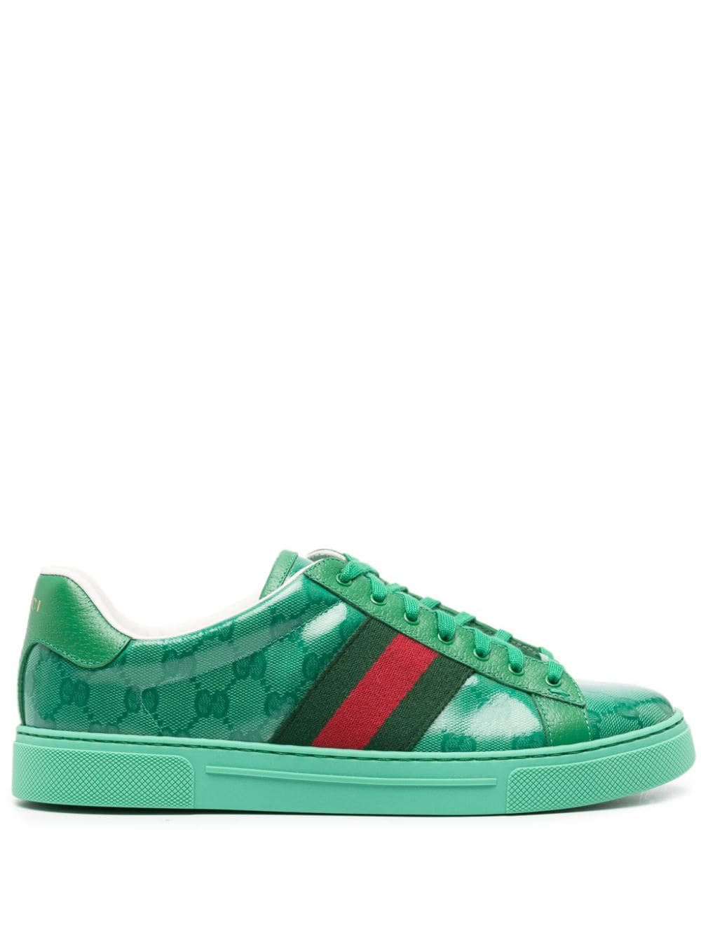 Gucci Ace Gg Crystal Canvas Low-Top Sneakers - Green | Editorialist