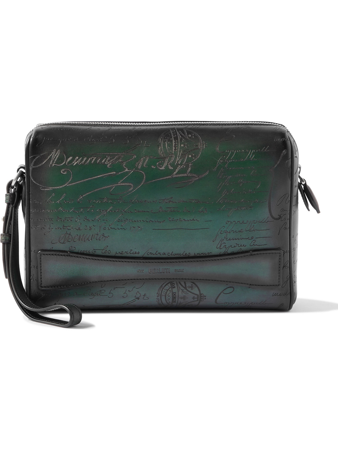 Berluti Rosewood Neo Venezia Scritto Leather Pouch - Green 