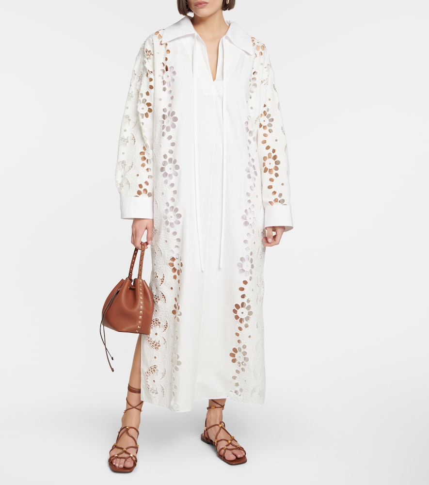 VALENTINO Valentino Embroidered Cotton Midi Dress