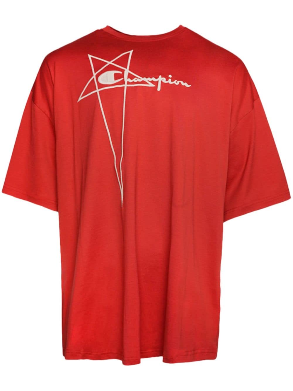 Rick Owens X Champion Cotton T-Shirt In Red - 35% Off | Editorialist