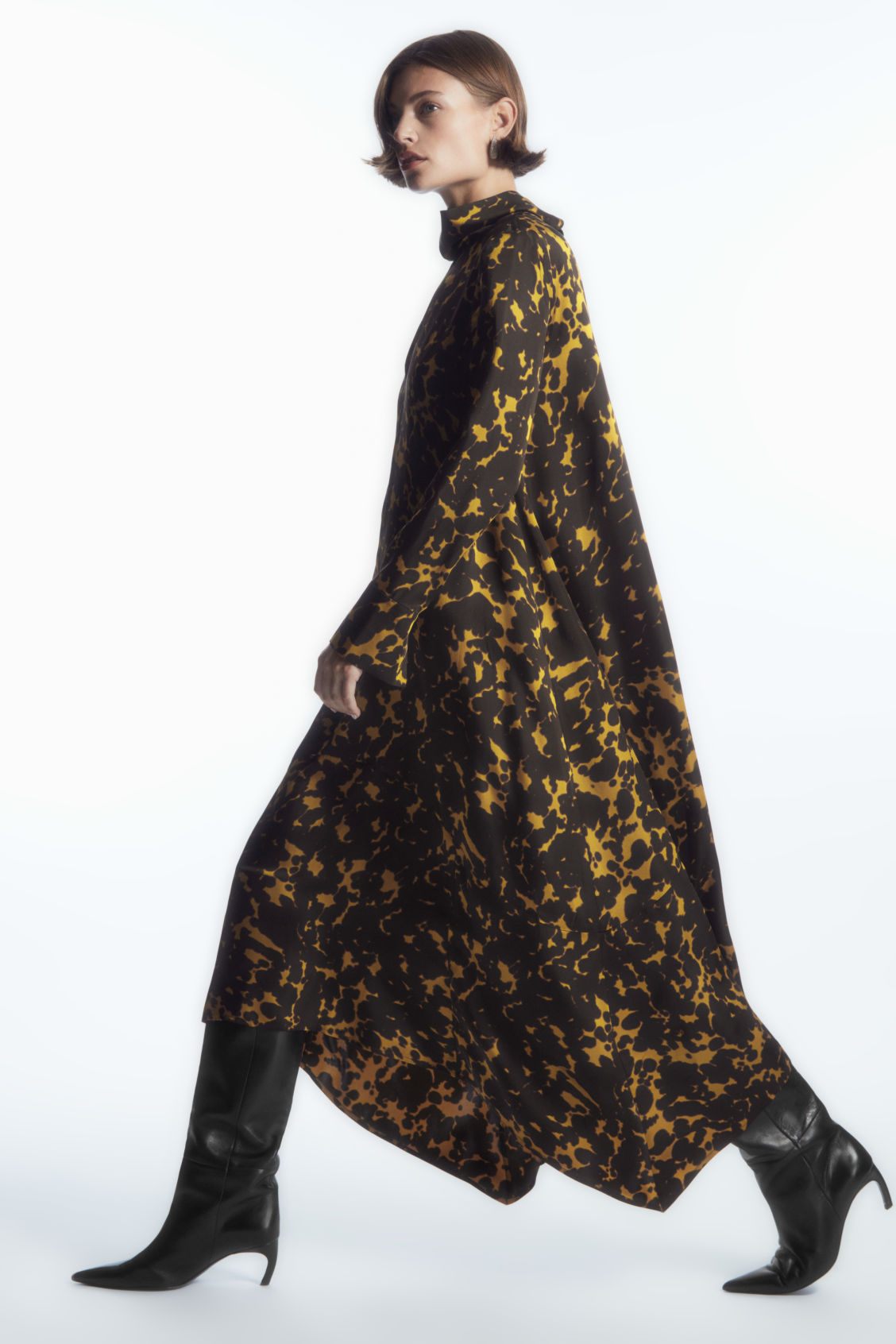 Cos Asymmetric Printed Midi Dress In Black - 70% Off | Editorialist
