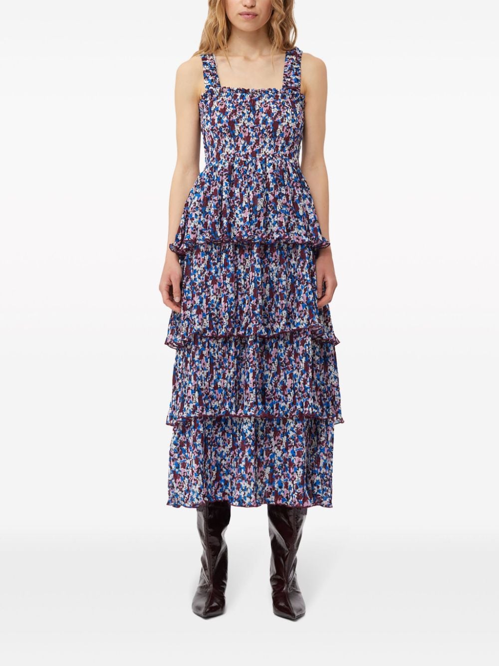 GANNI GANNI Floral-Print Layered Midi Dress