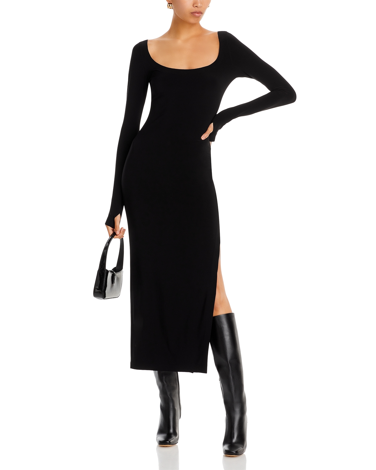 Norma Kamali X Lifestyle Halter Turtleneck Side Slit Gown - Black |  Editorialist