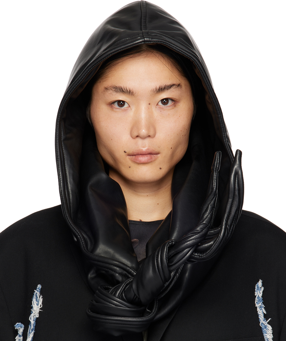 Y/Project Wire Leather Hood In Black - 30% Off | Editorialist