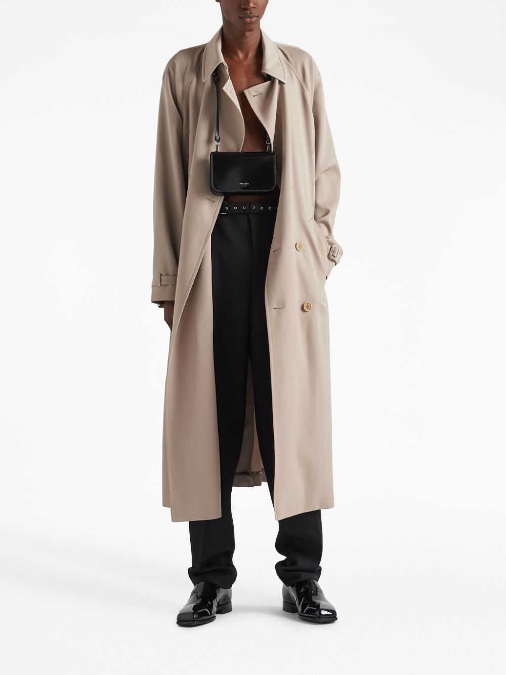 PRADA Double-Breasted Wool Trench Coat