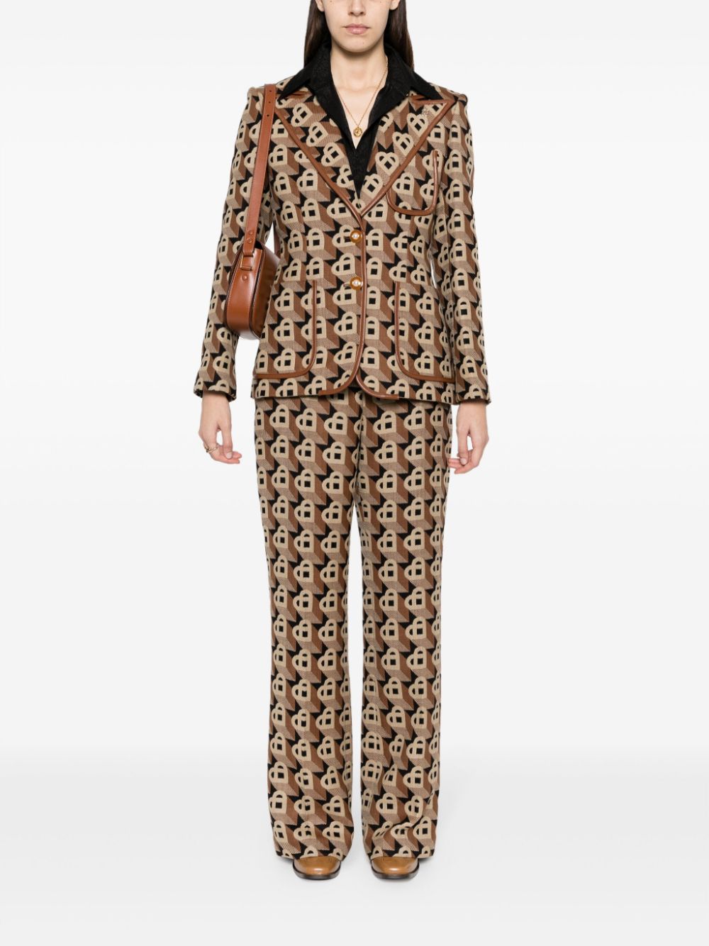 CASABLANCA Casablanca Heart-Jacquard Virgin-Wool Trousers