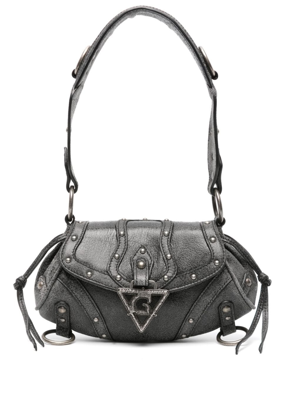 Guess Studded Leather Shoulder Bag Black Editorialist