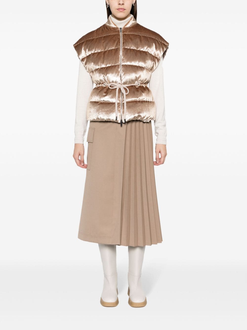PESERICO Velvet-Effect Padded Gilet