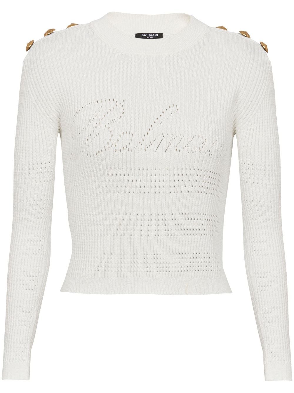 Balmain 6-Button Ribbed-Knit Jumper In White 53% Off Editorialist