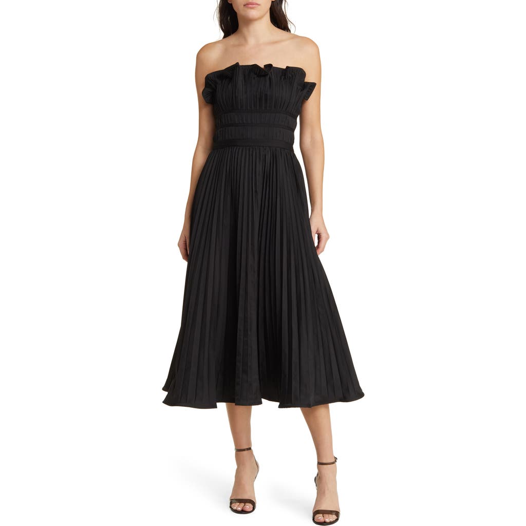 moon river pleated strapless dress laurencastro on LTK