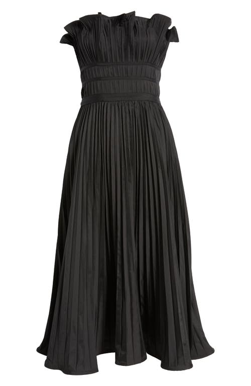 moon river pleated strapless midi dress Moon River Strapless Pleated Midi Dress In Black - 61% Off