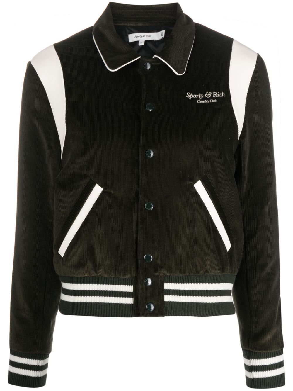 SPORTY & RICH Sporty & Rich Logo-Embroidered Bomber Jacket
