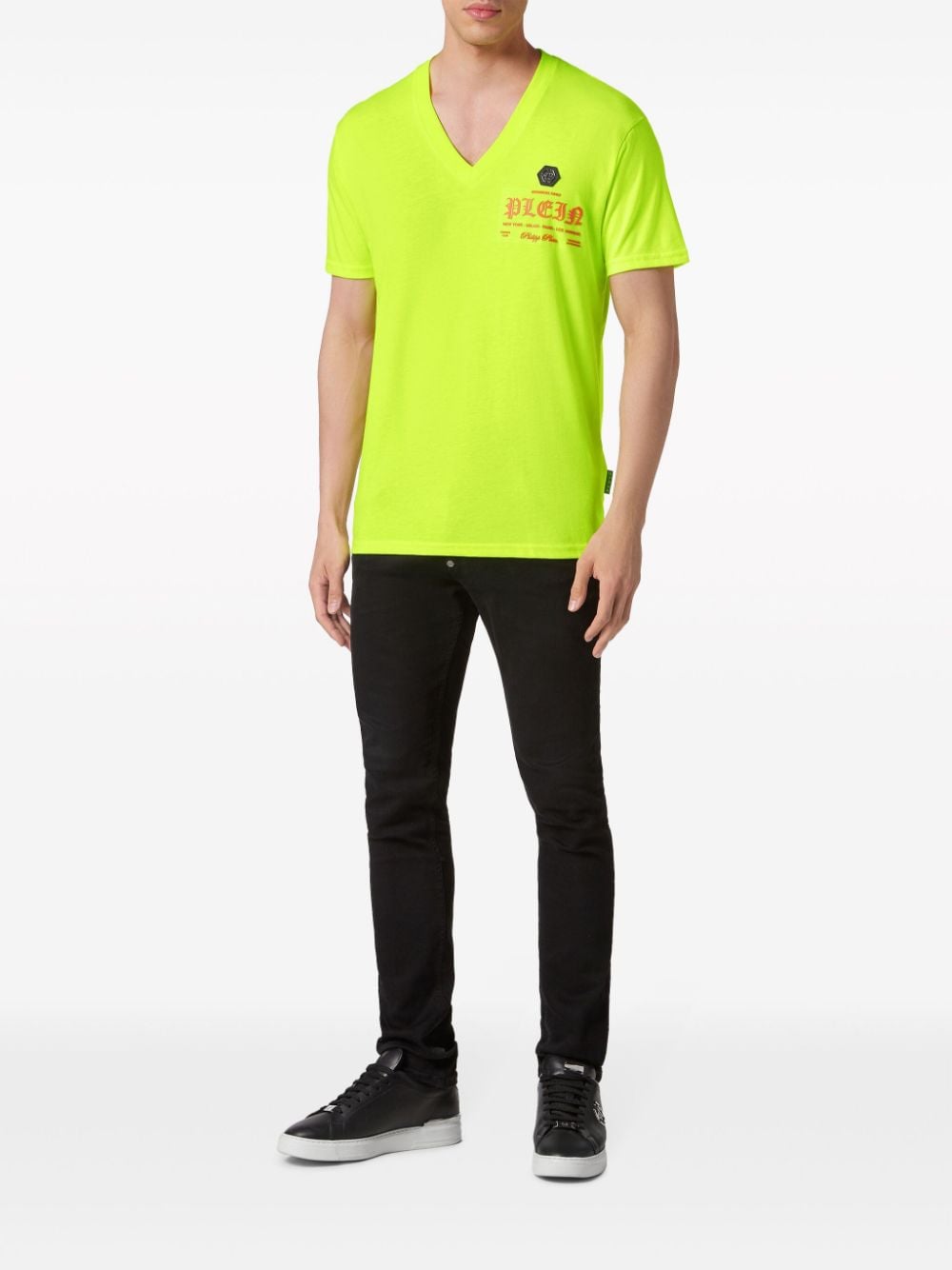 PHILIPP PLEIN logo-print v-neck t-shirt
