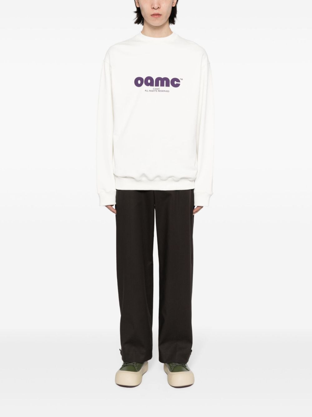 トップス OAMC 19AW Crew Neck Over Size Knit M Buy OAMC Logo-print Crew-neck Sweatshirt - White At 49% Off