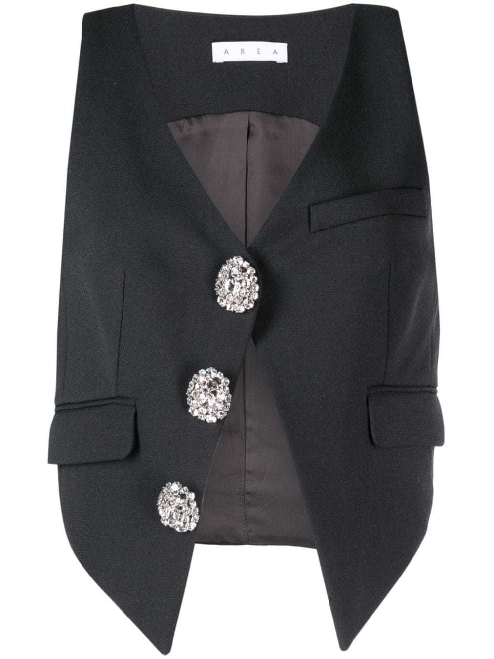 AREA AREA Crystal-Embellished Virgin Wool Mini Shorts