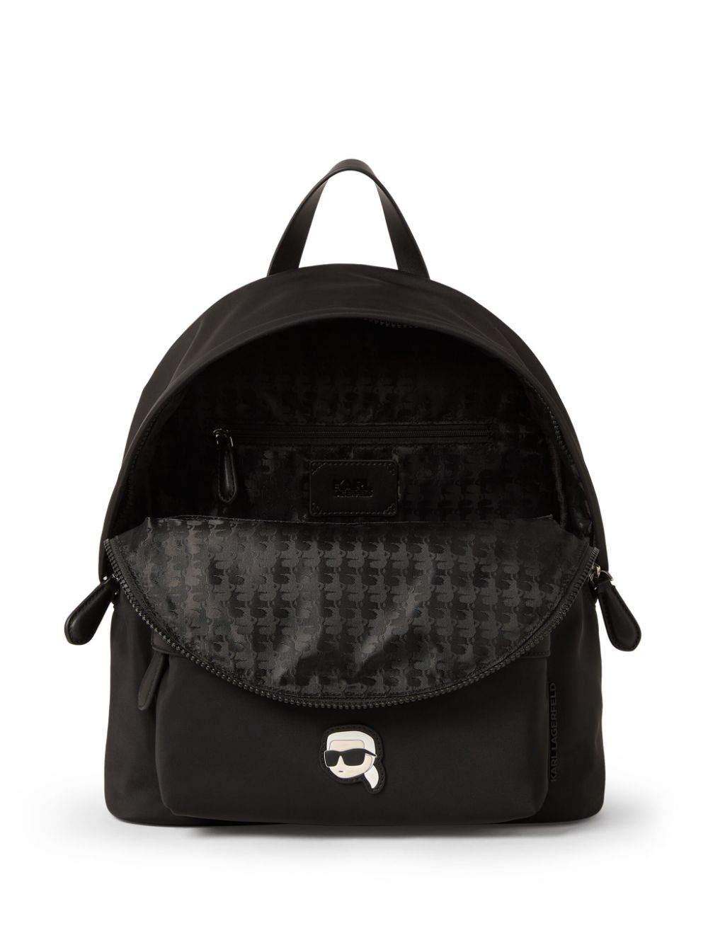 Karl Lagerfeld Ikon Appliqué Backpack In Black | Editorialist display picture 2