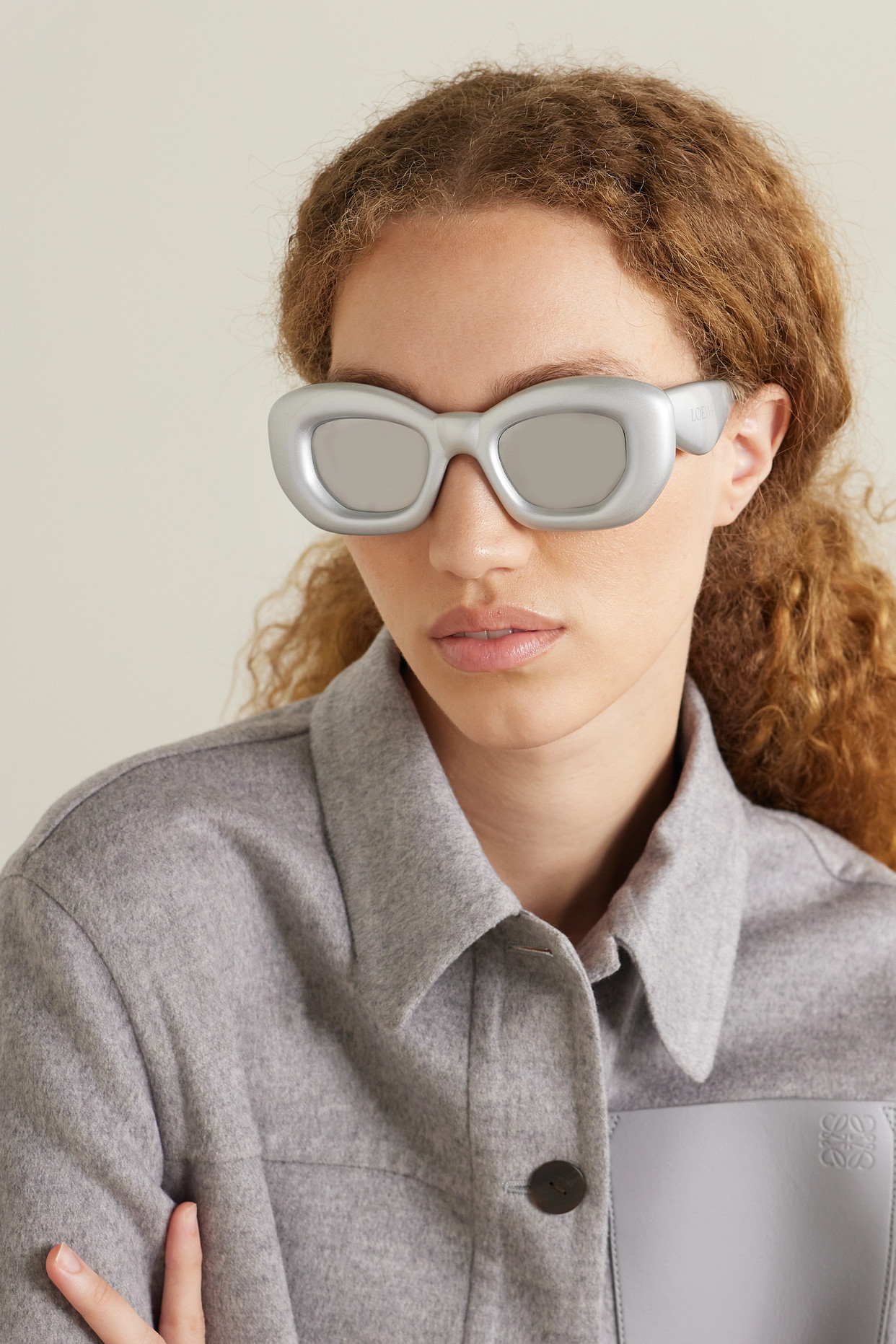 Loewe Inflated Oversized D-Frame Sunglasses - Silver - 40% Off