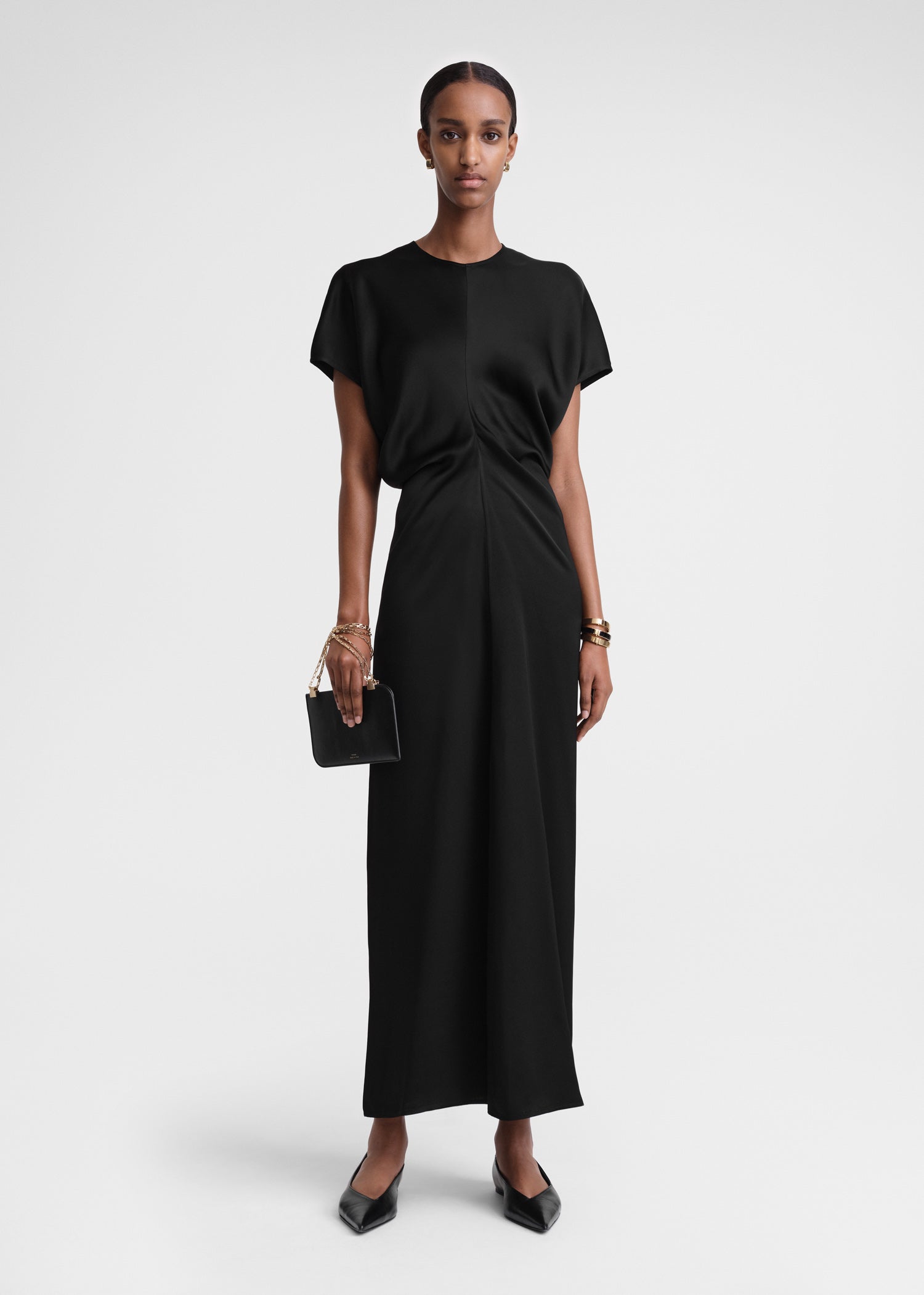 Toteme Slouch Waist Crinkled Dress - Black | Editorialist Toteme Slouch Waist Crinkled Dress - Black | Editorialist