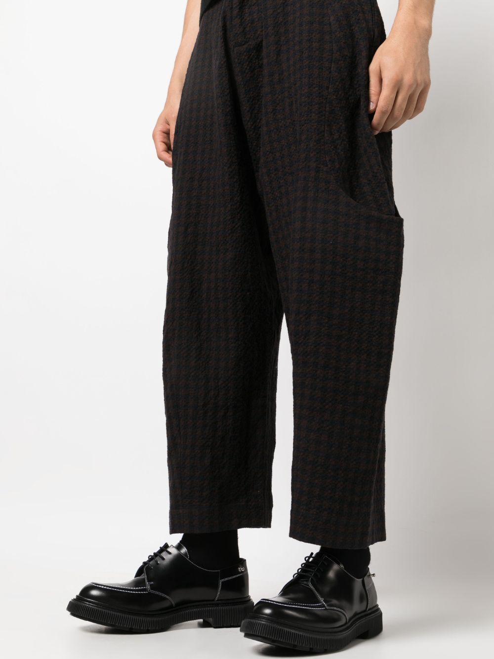 Sage Nation Malay Gingham Check-Print Trousers - Brown | Editorialist