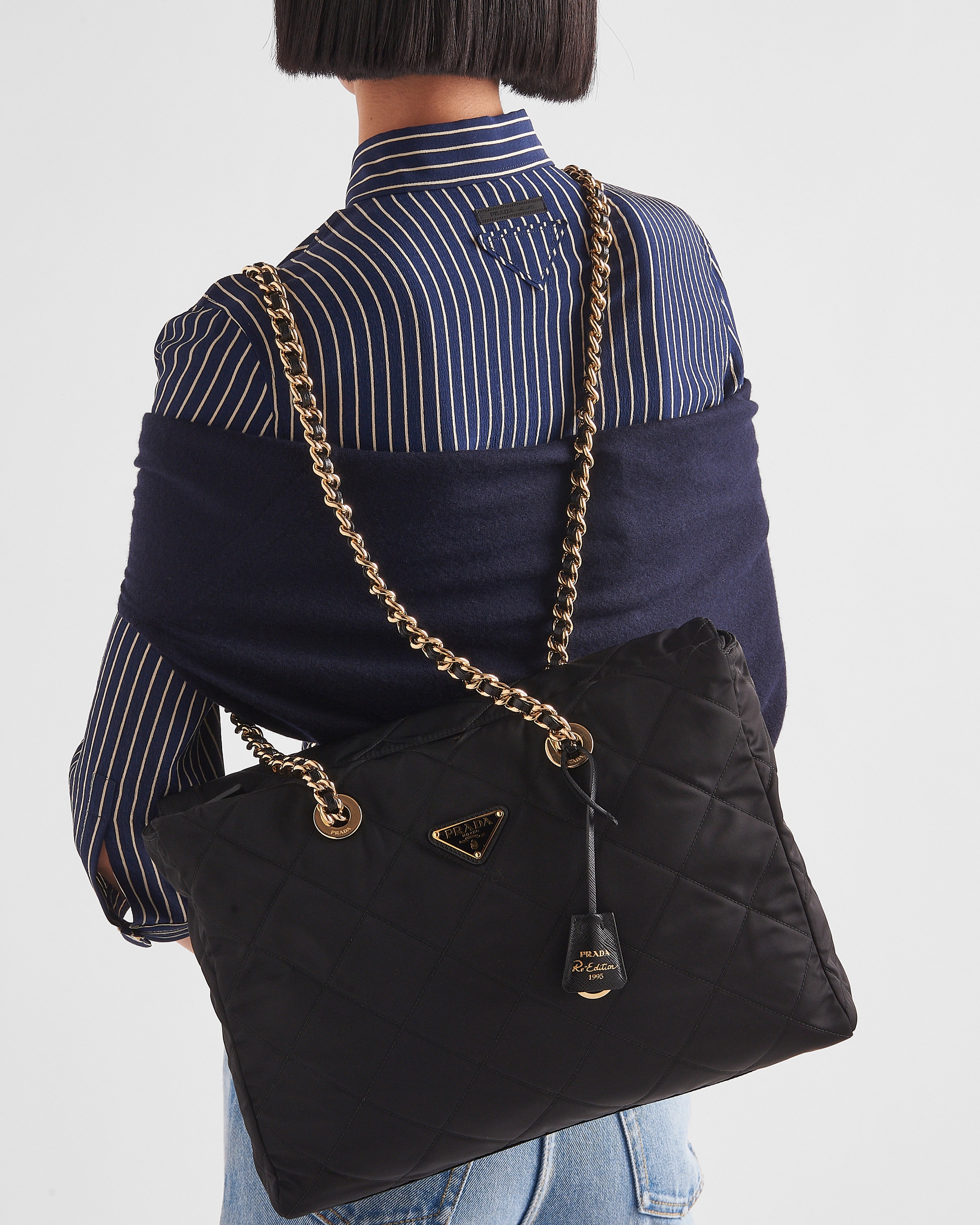 Prada Re-Edition 1995 ChaîNe Large Re-Nylon Bag - Black | Editorialist