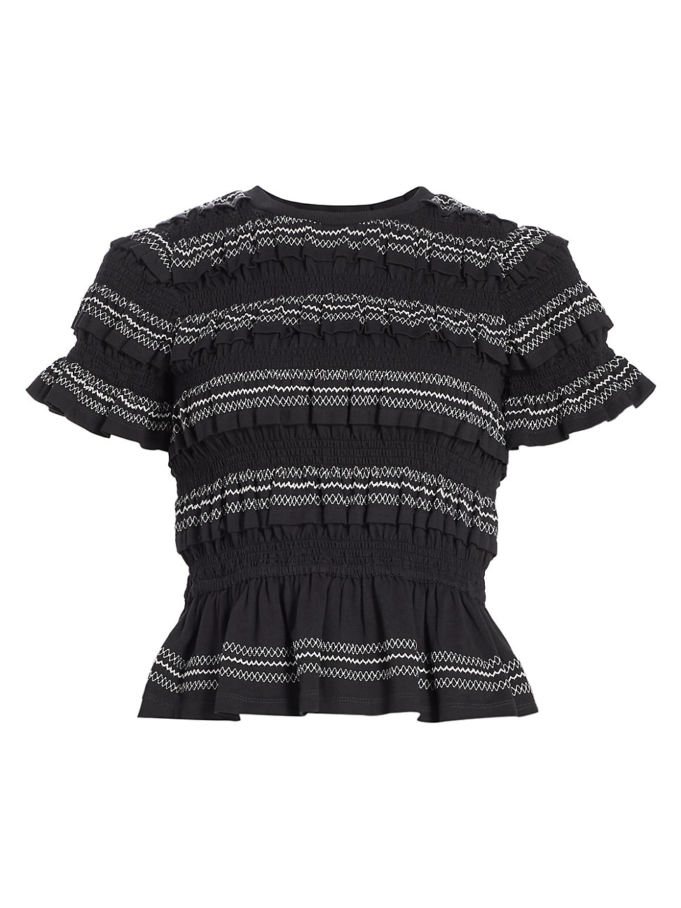 Sea Mable Cambric Cotton Smocked Top In Black - 70% Off | Editorialist