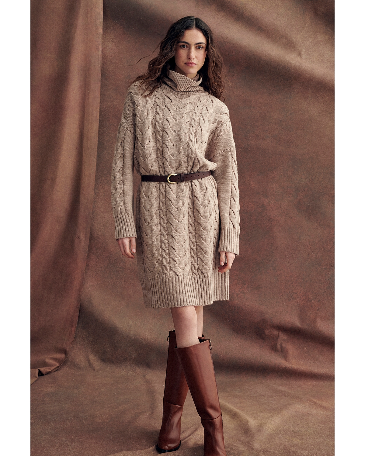 Barbour Woodlane Cable Knit Sweater Dress In Nougat - 78% Off | Editorialist