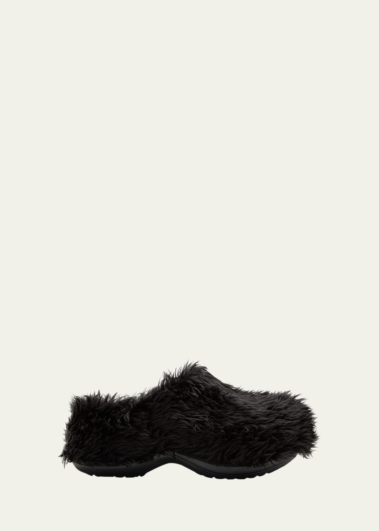 Balenciaga X Crocs™ Faux Fur Mules - Black | Editorialist