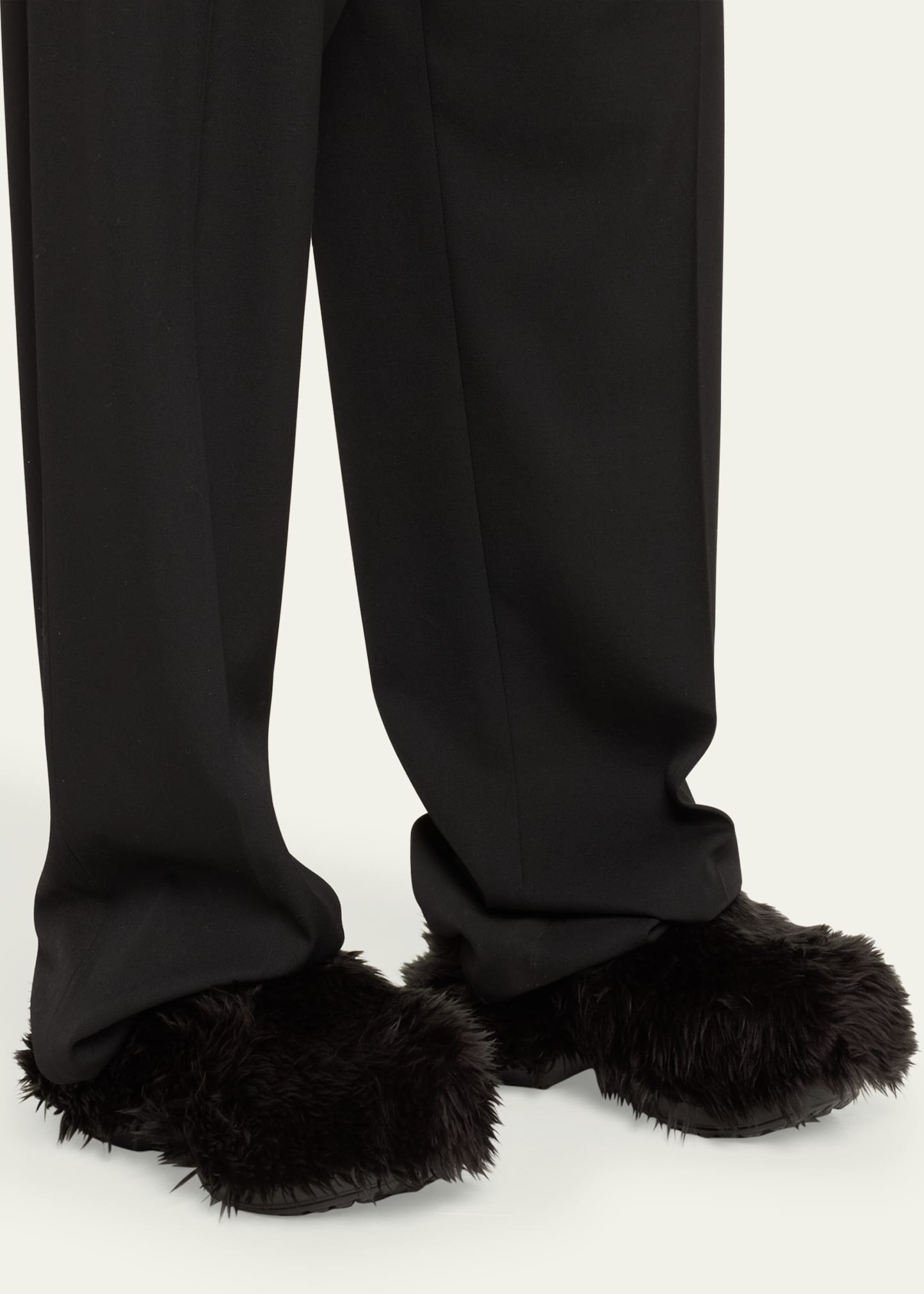 Balenciaga X Crocs™ Faux Fur Mules - Black | Editorialist display picture 1