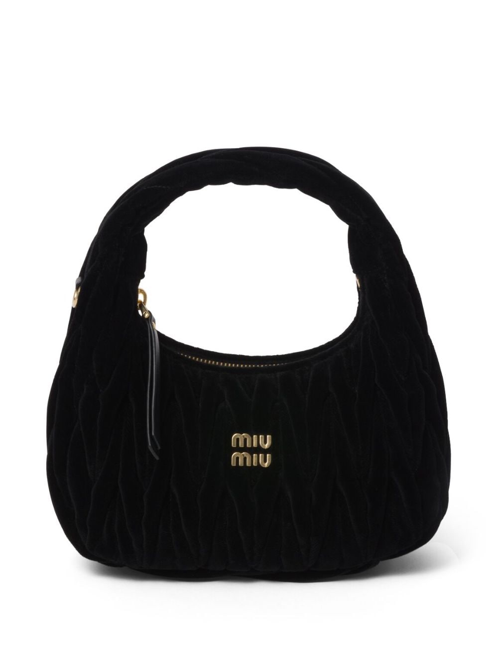 Miu Miu Wander Matelassé Velvet Shoulder Bag - Black | Editorialist