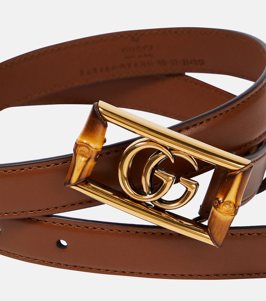 Gucci Double G Leather Belt - Brown | Editorialist display picture 1