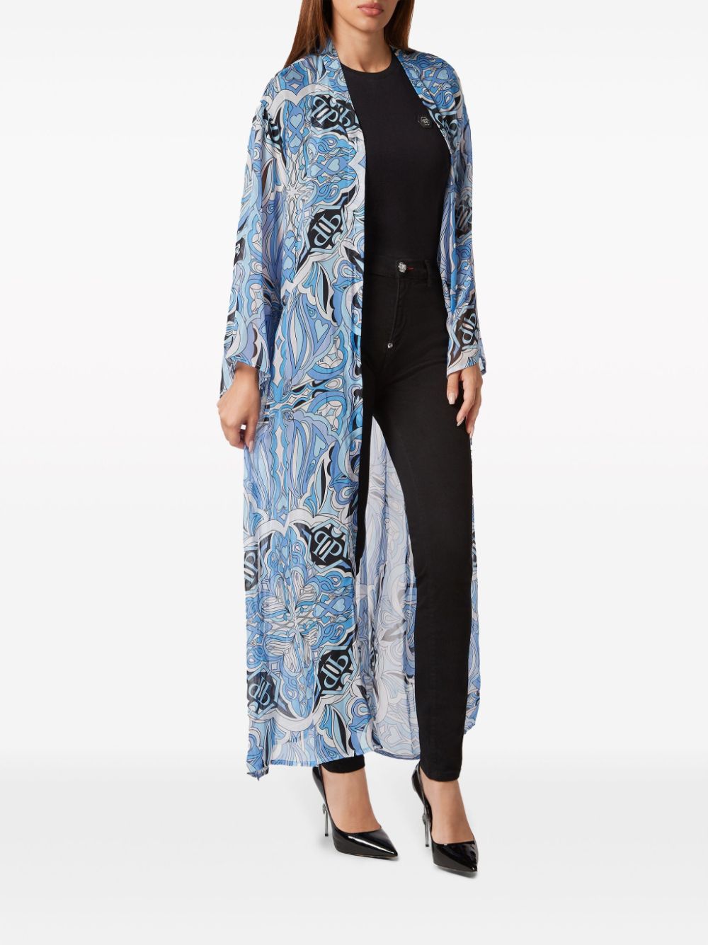 PHILIPP PLEIN Philipp Plein Graphic-Print Silk Kaftan Dress
