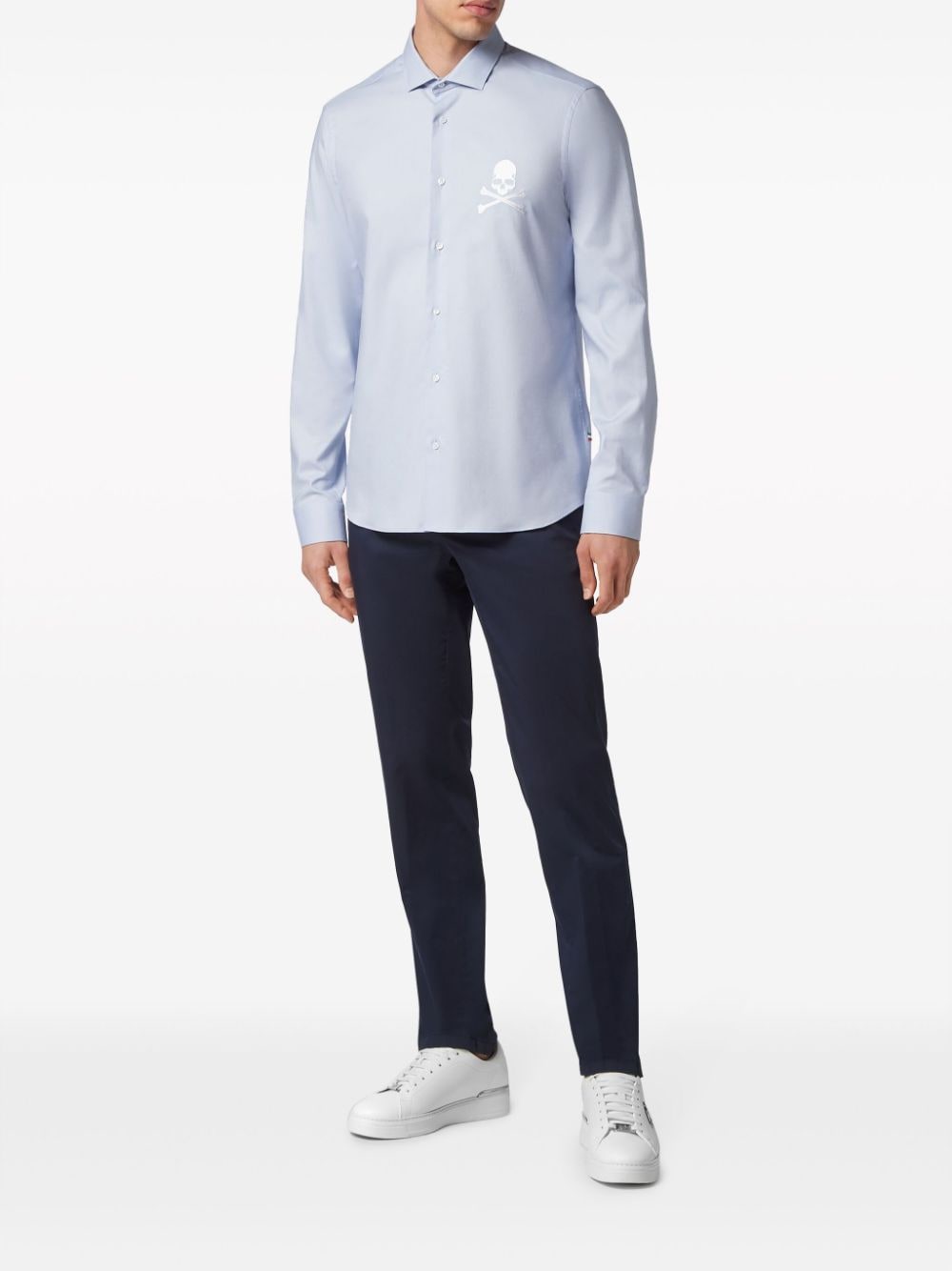PHILIPP PLEIN sugar daddy skull-embroidered cotton shirt